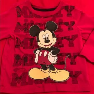 Disney | Shirts & Tops | Kids Mickey Mouse Long Sleeve Red Tshirt ...